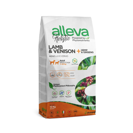 Alleva Holistic Adult Medium & Maxi sausas pašaras su ėriena ir elniena ...